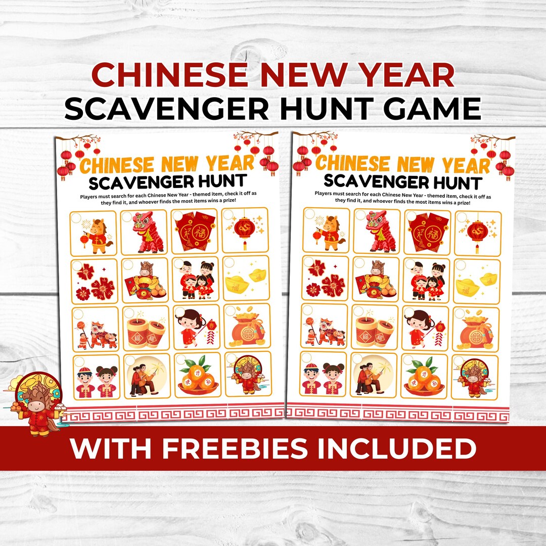 Chinese New Year Scavenger Hunt Game Printable for Kids, Families ...