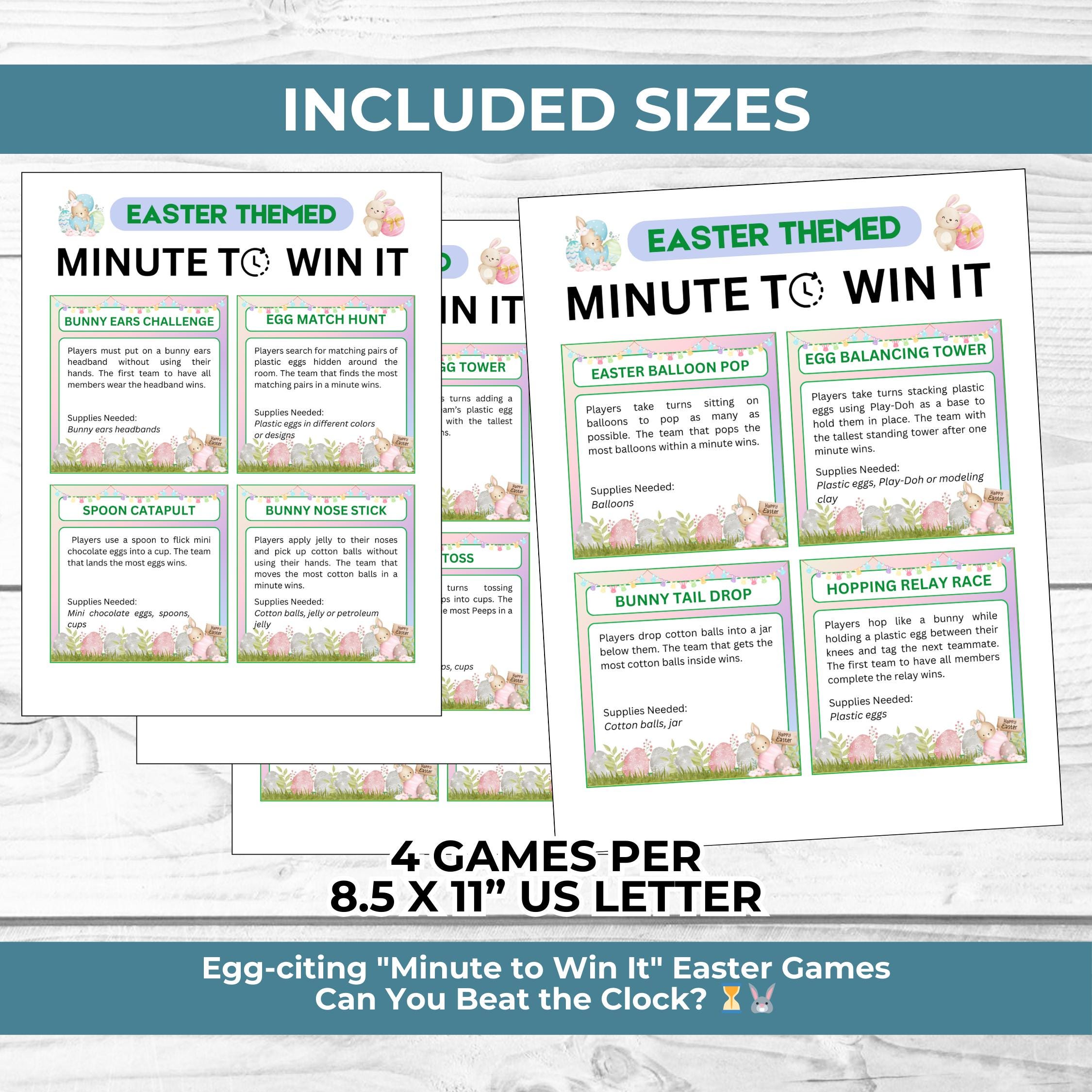 Easter Minute to Win It Games Bundle | Fun Easter Party Games for Kids ...