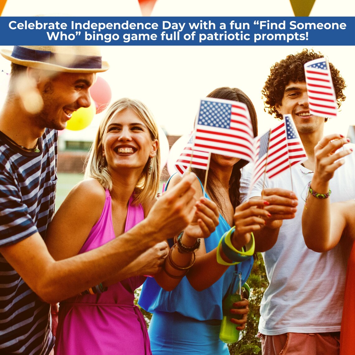 4th of July Bingo Game Find Someone Who for Families & Kids, Free ...
