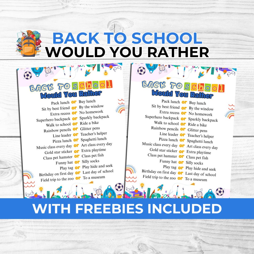 Back to School Would You Rather Game for Kids, Fun Icebreaker for ...