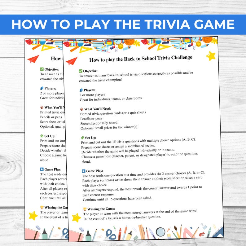 Back to School Trivia Game for Kids With Free Prayer Cards & Printable ...