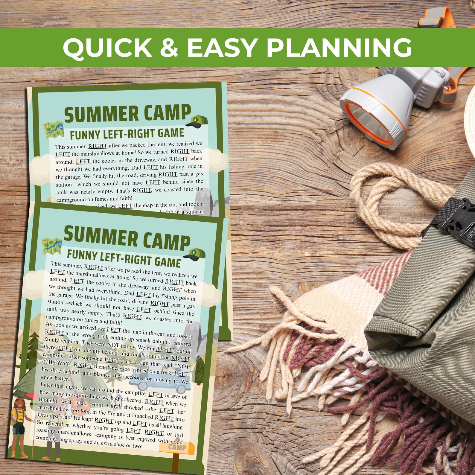 Camping Left Right Game for Campers & Families – Funny Campfire Game ...