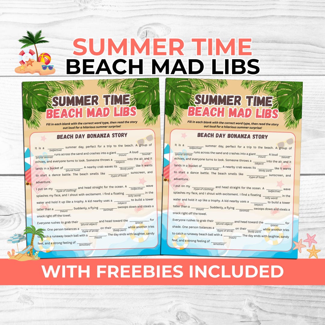 Summer Mad Lib Games for Kids & Adults – Fun Beach Party Printables ...