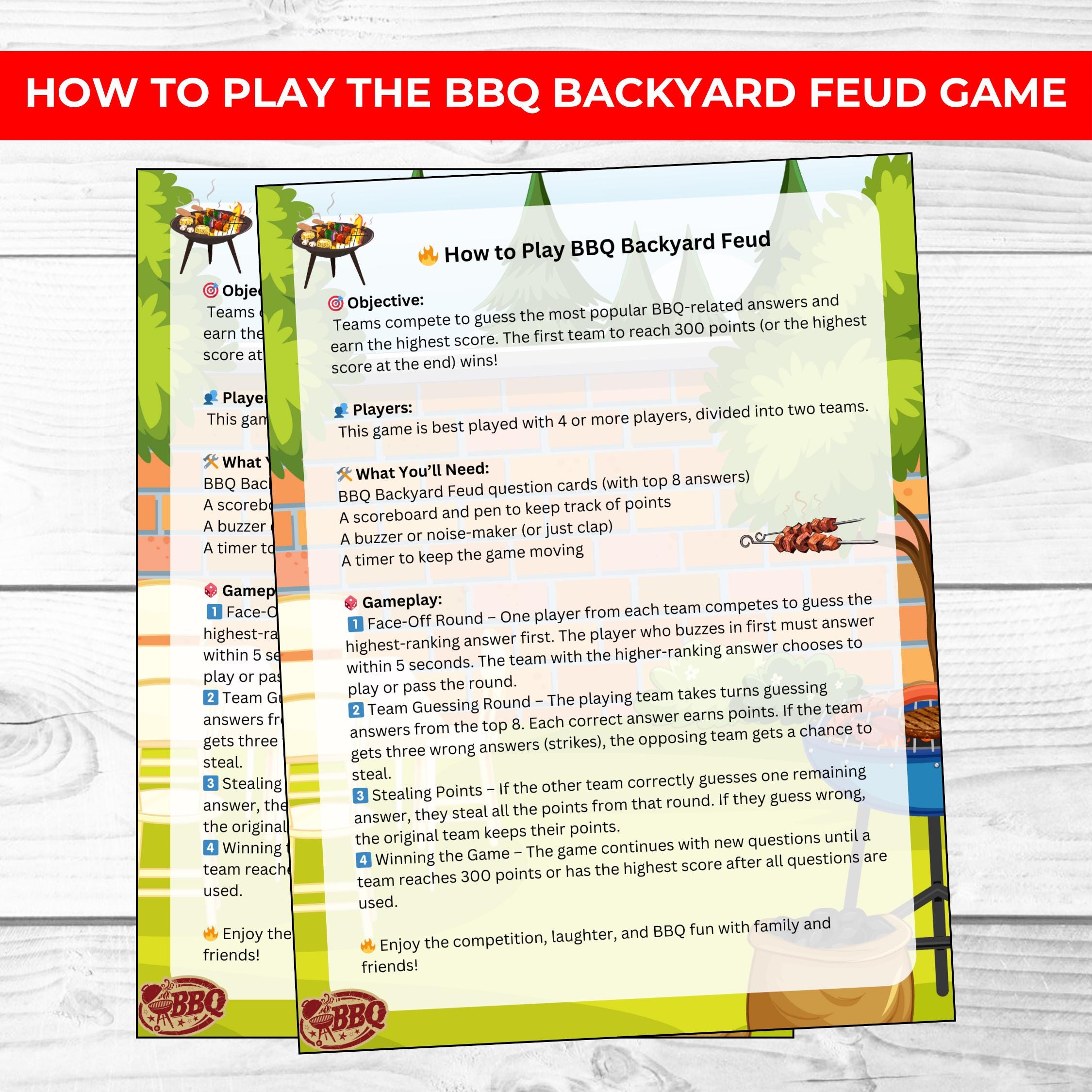 Backyard Barbecue Feud Game for Family & Friends – Fun BBQ Printable ...