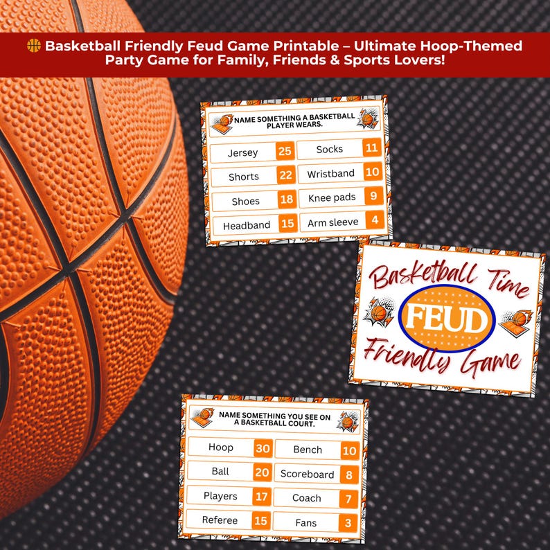 Basketball Friendly Feud Game Printable for Sports Lovers, Teams ...