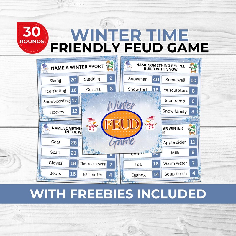 Winter Family Feud Cards - Etsy