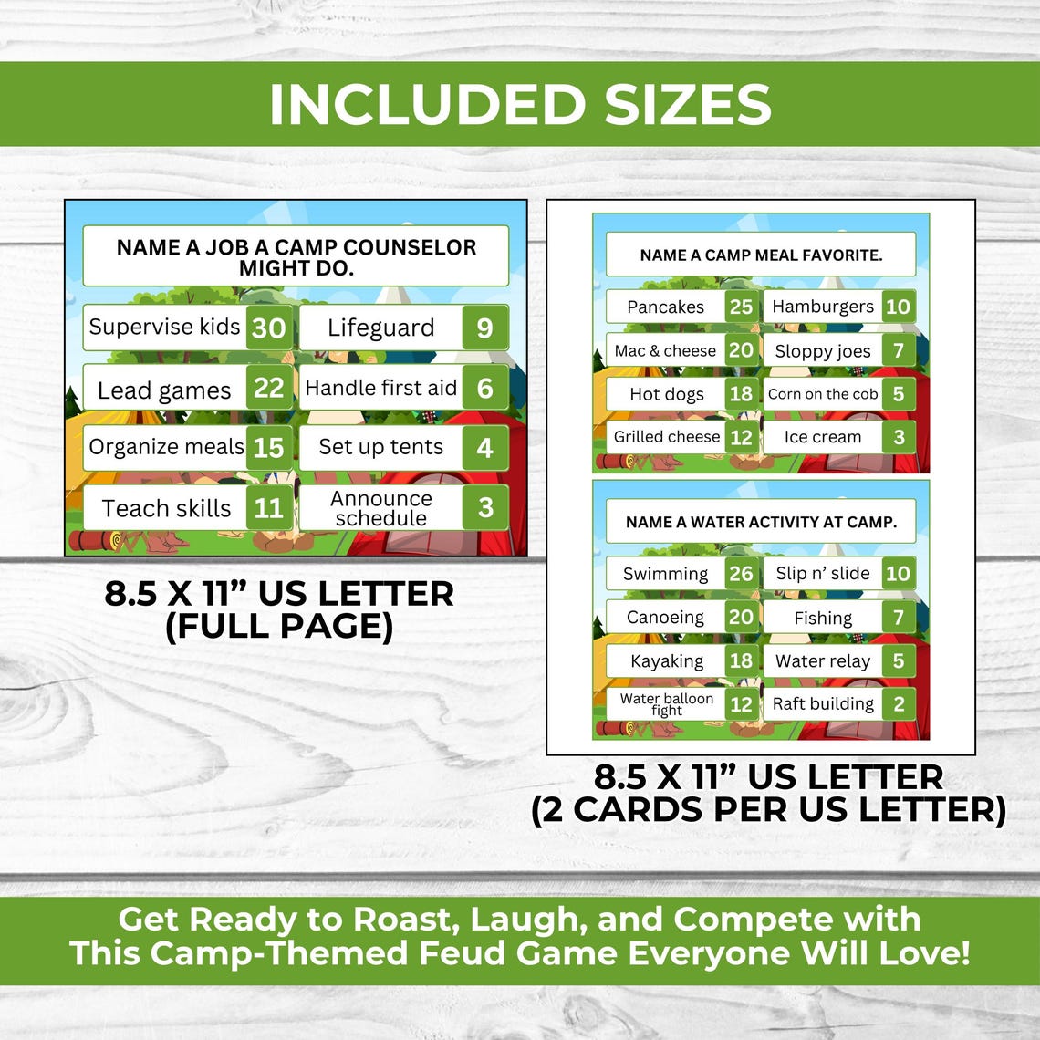 Camping Friendly Feud Game for Campers & Families – Printable Campfire ...