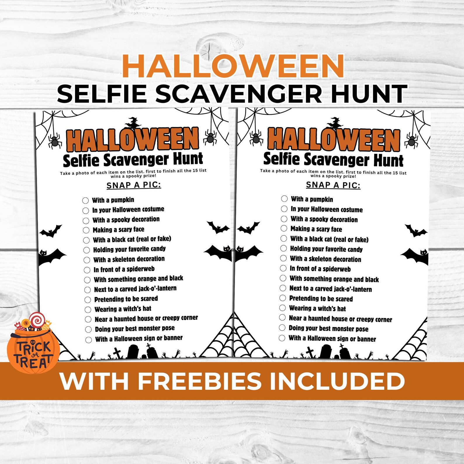 Halloween Selfie Scavenger Hunt Game for Kids, Teens, & Family | Party ...