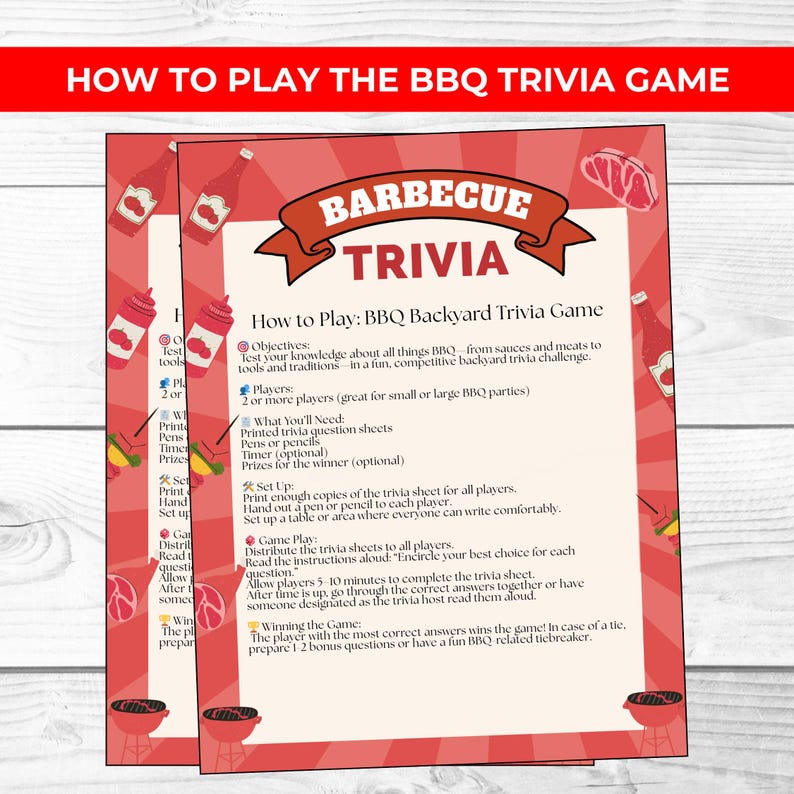 Printable Barbecue Trivia Party Game for BBQ Hosts & Families + Free ...