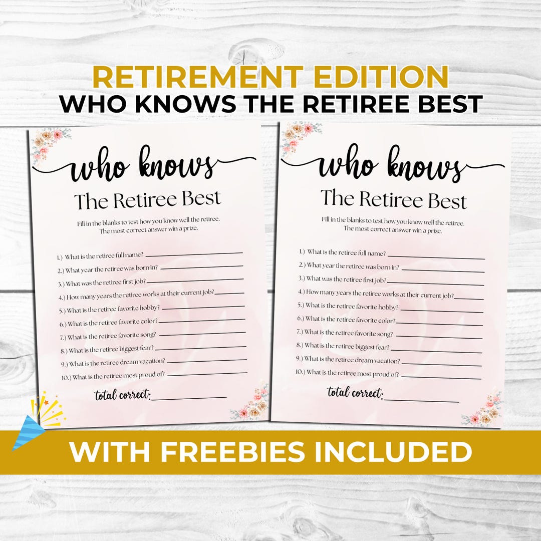 Who Knows the Retiree Best Game for Coworkers & Family – Retirement ...