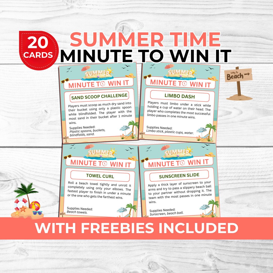 Summertime Minute to Win It Games for Kids & Adults, Free Summer Bingo ...