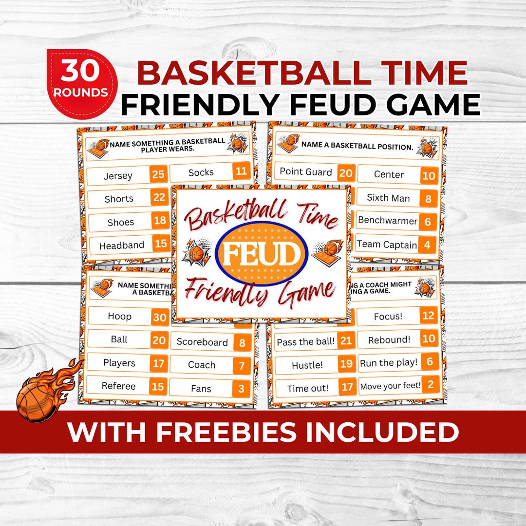 Basketball Friendly Feud Game Printable for Sports Lovers, Teams ...