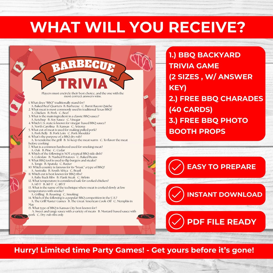 Printable Barbecue Trivia Party Game for BBQ Hosts & Families + Free ...