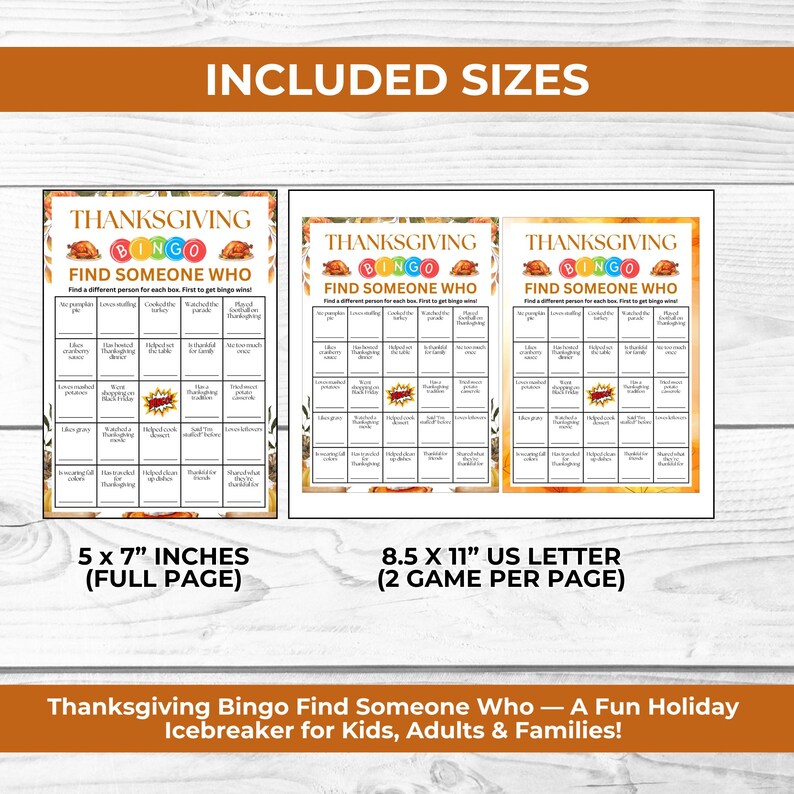 Printable Thanksgiving Bingo Game Find Someone Who – Fun Holiday ...
