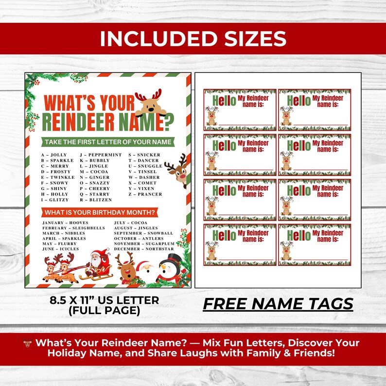 What’s Your Reindeer Name Game Printable for Kids, Adults & Families ...