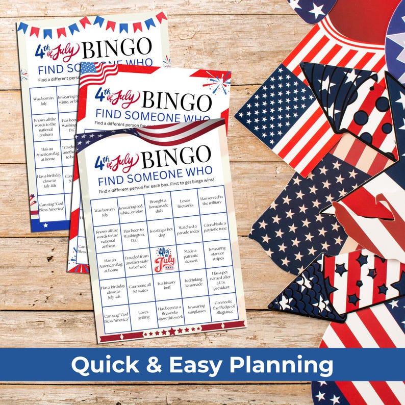 4th of July Bingo Game Find Someone Who for Families & Kids, Free ...