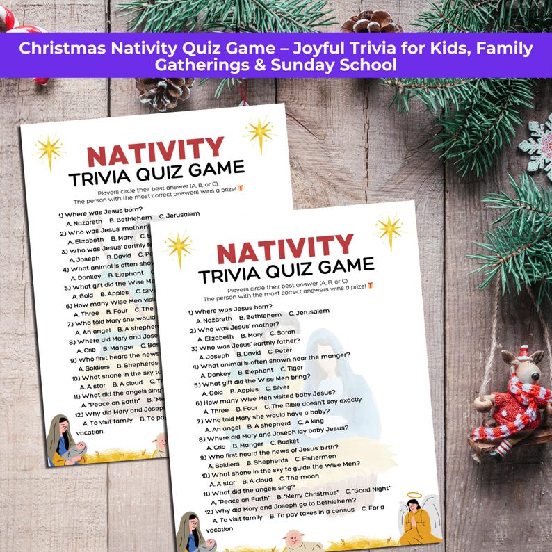 Nativity Trivia Quiz Game – Christmas Party Printable for Kids ...