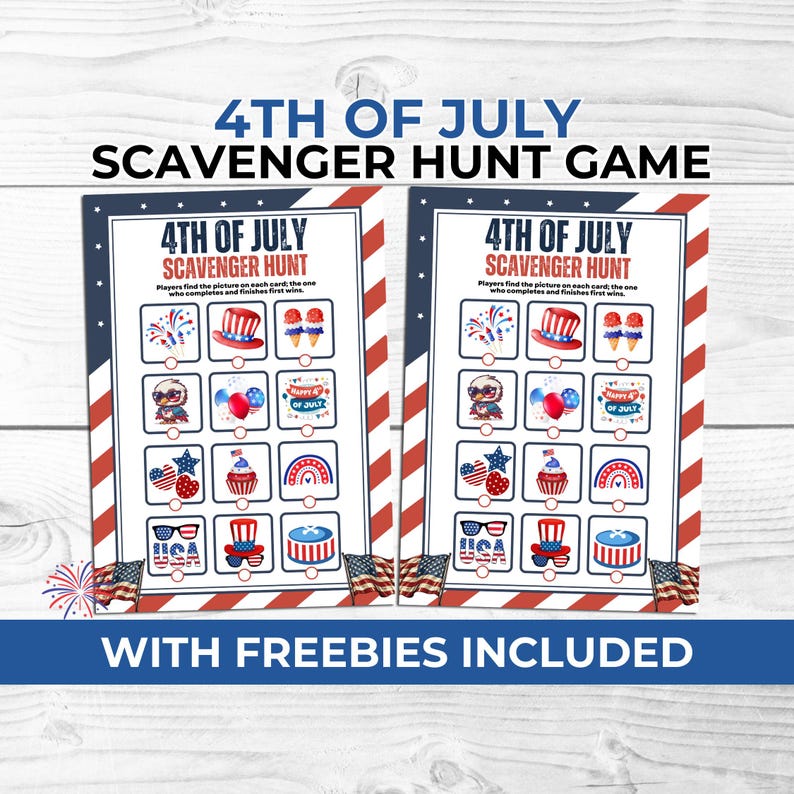 4th of July Scavenger Hunt Game for Kids & Adults | Independence Day ...
