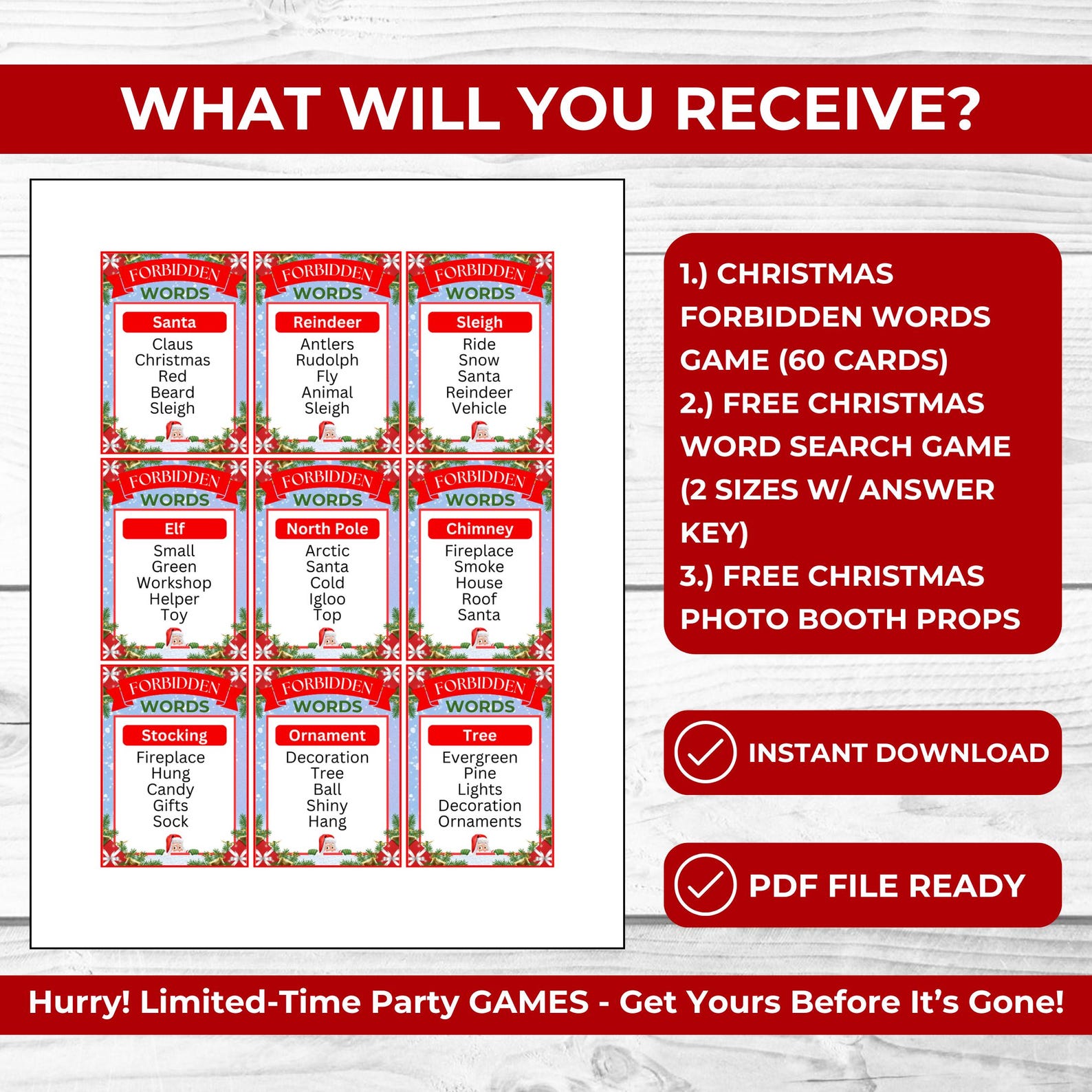 Christmas Forbidden Words Game Printable for Kids, Teens & Adults ...