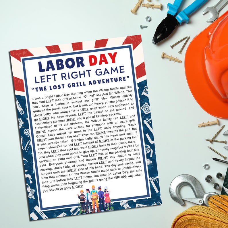 Printable Labor Day Left Right Game for Family Bbqs, Parties & Work ...