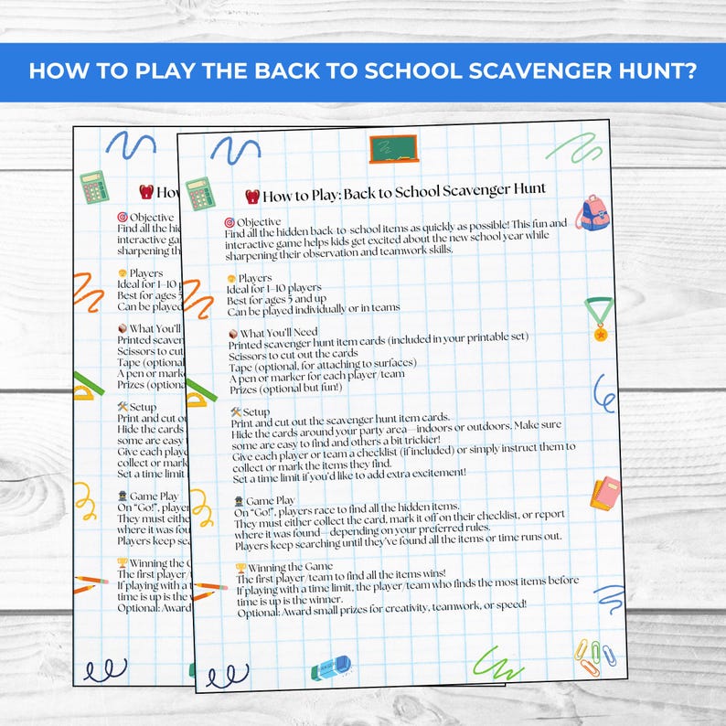 Back to School Scavenger Hunt Game for Kids | First Day of School ...