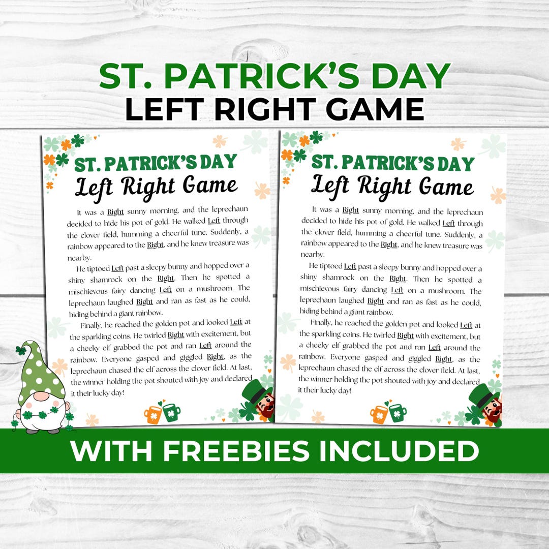 St. Patrick’s Day Left Right Game Printable for Kids, Adults & Families ...