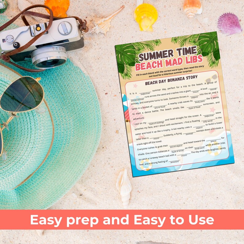 Summer Mad Lib Games for Kids & Adults – Fun Beach Party Printables ...