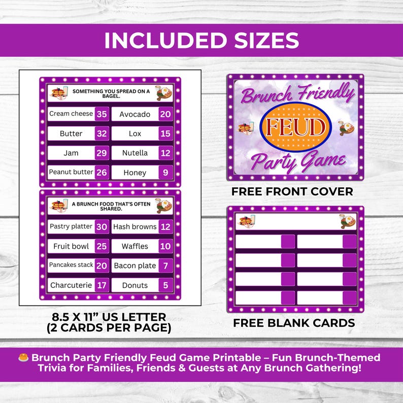 Brunch Party Friendly Feud Game Printable for Families & Friends – Fun ...