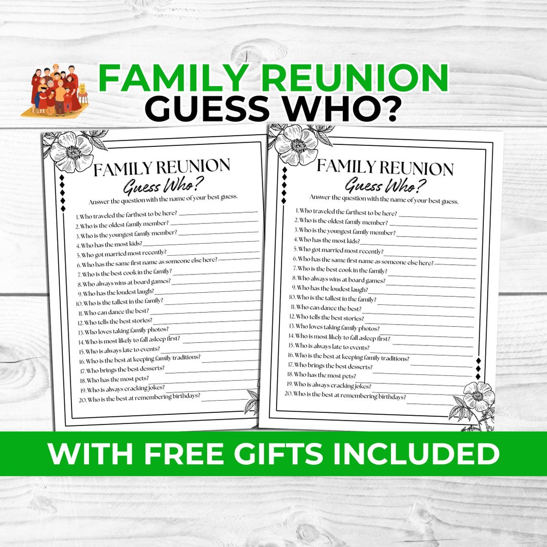 Family Reunion Guess Who Game Printable - Family Gathering Activity for ...