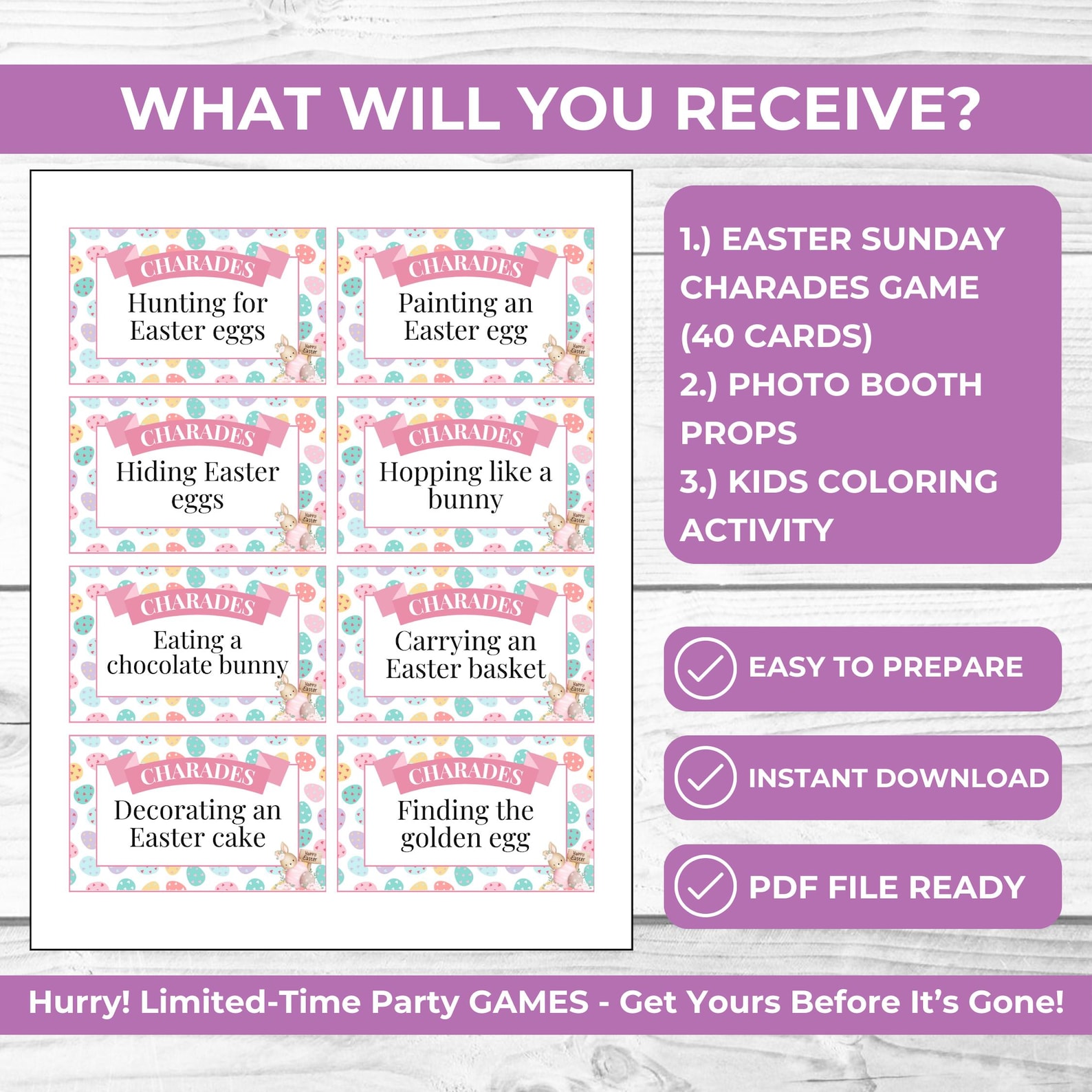 Printable Easter Charades Game for Kids & Adults | Fun Easter Party ...