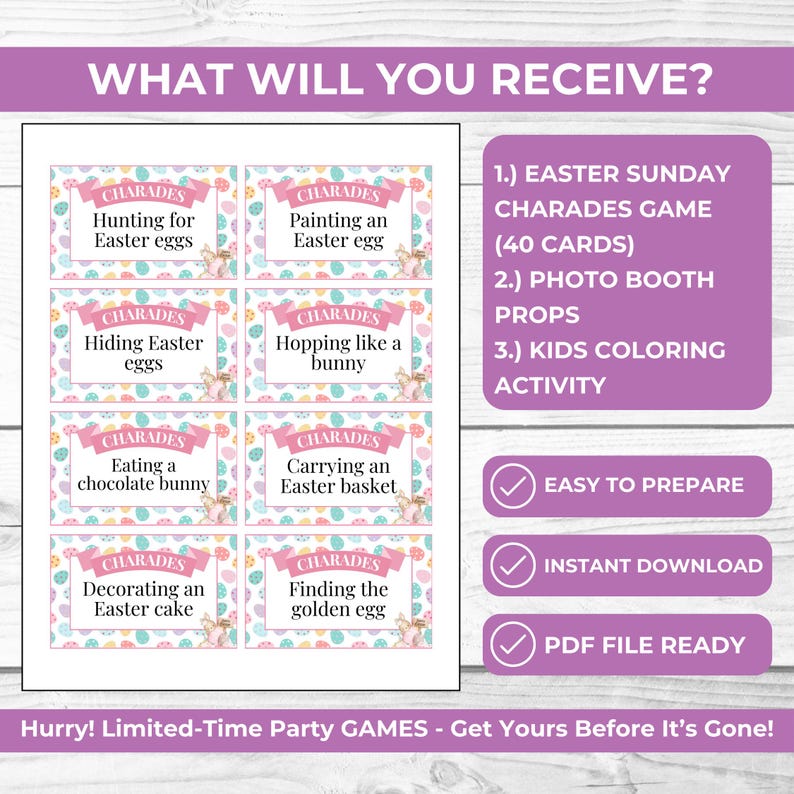 Printable Easter Charades Game for Kids & Adults | Fun Easter Party ...