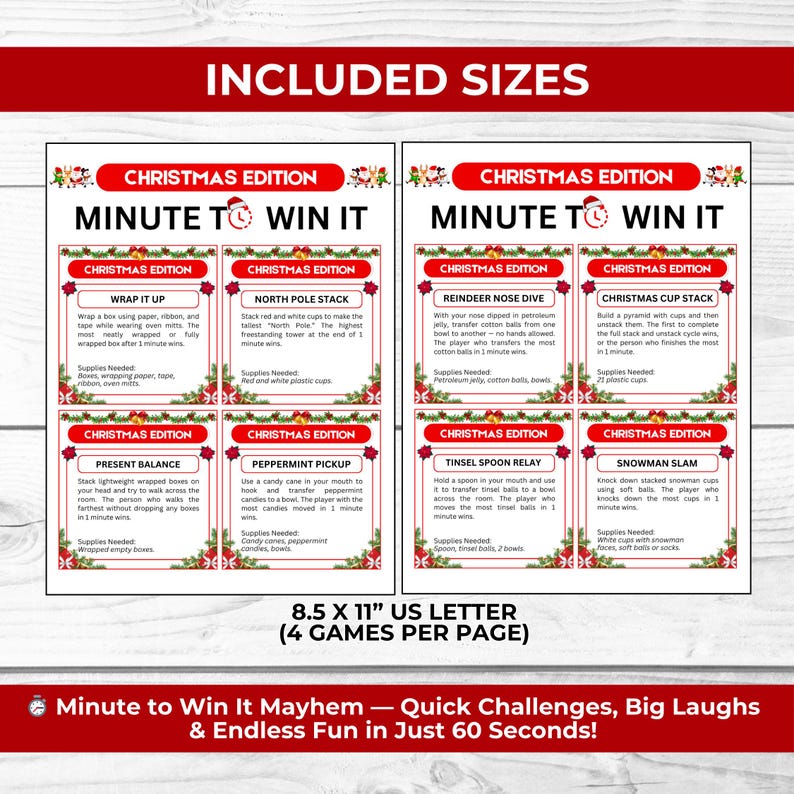 Christmas Minute to Win It Games for Families, Kids & Adults | Holiday ...
