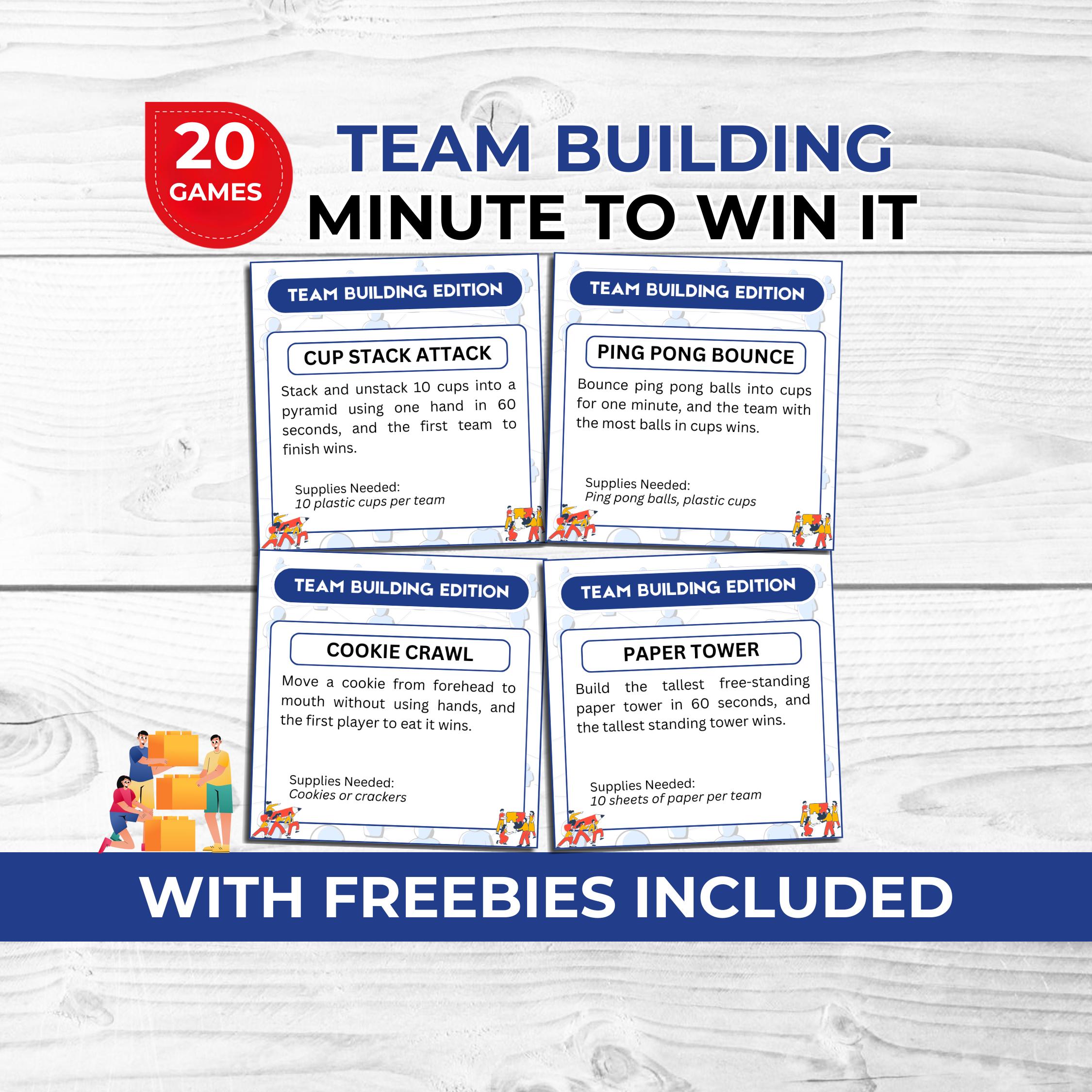 Team Building Minute to Win It Games Printable for Work, Office ...