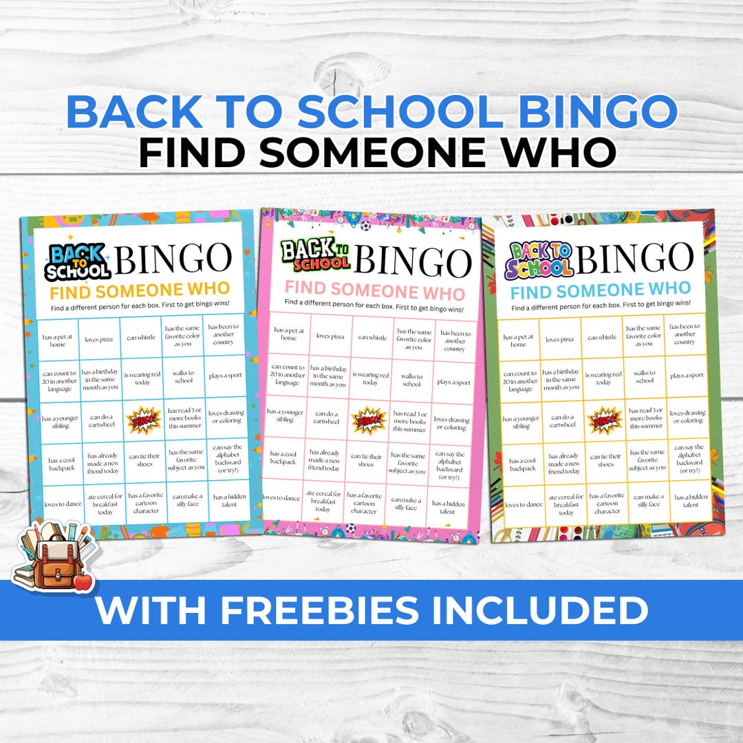 Back to School Bingo Game Find Someone Who for Kids, Icebreaker ...