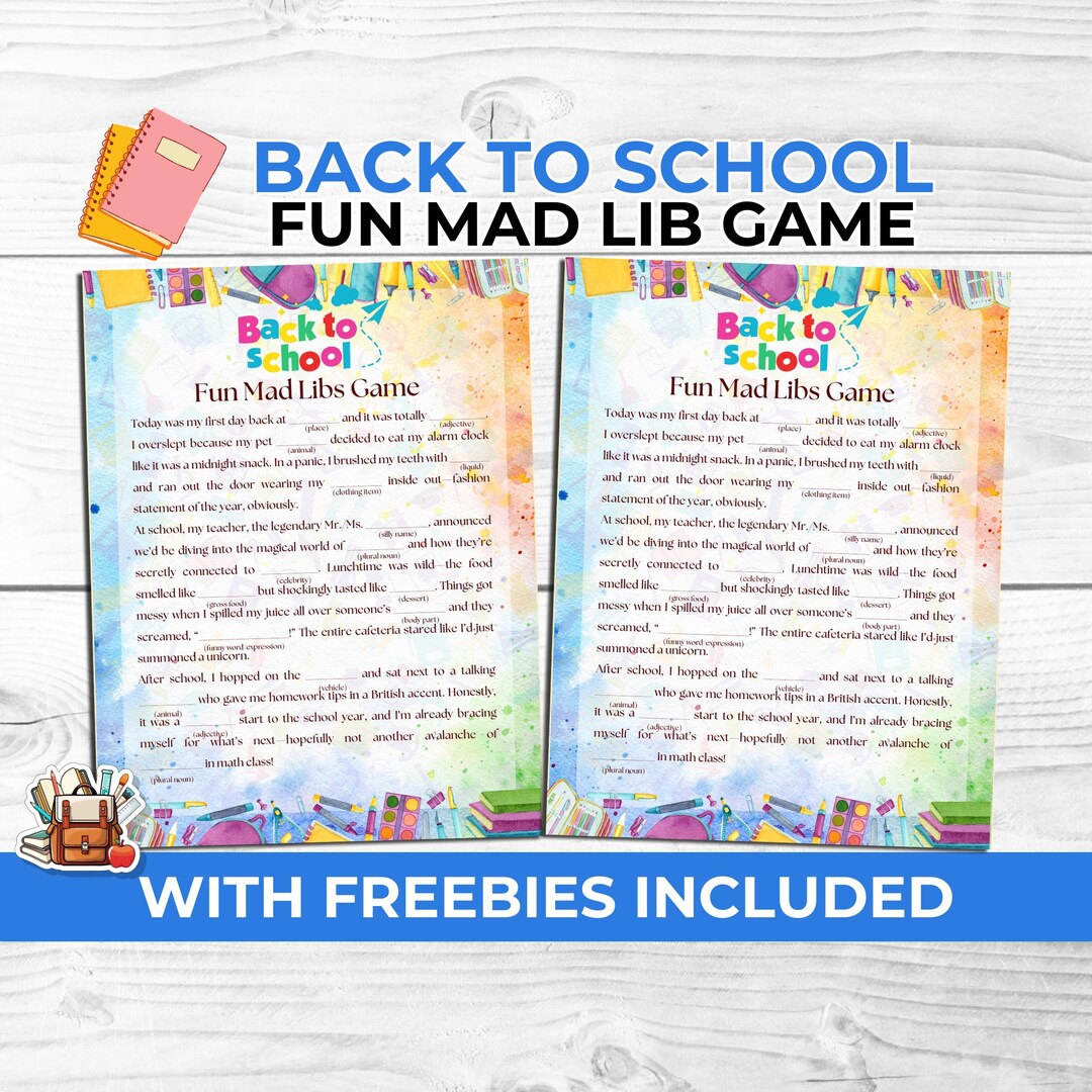Back to School Mad Libs Game for Kids and Teachers, Funny Classroom ...