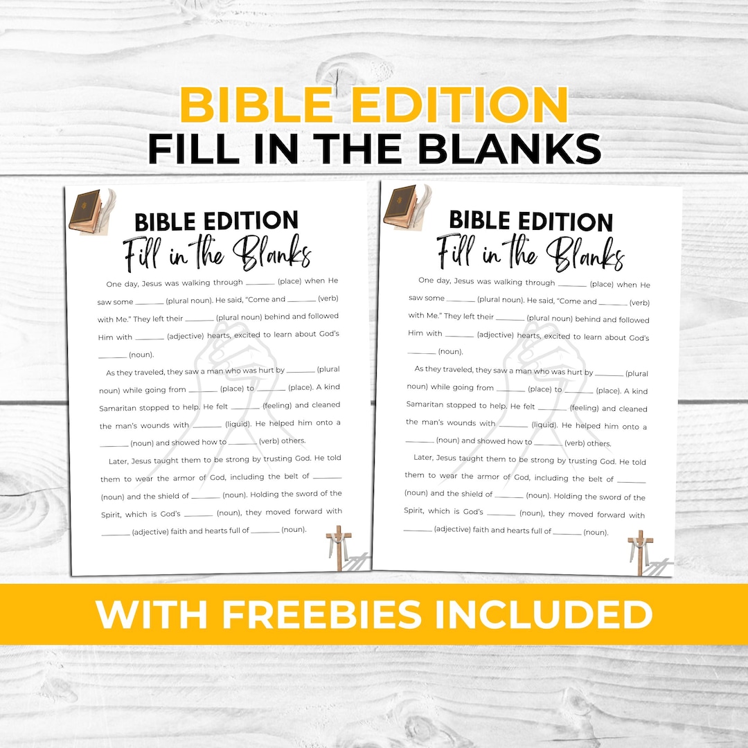 Bible Fill in the Blanks Game Printable for Church Groups, Families ...