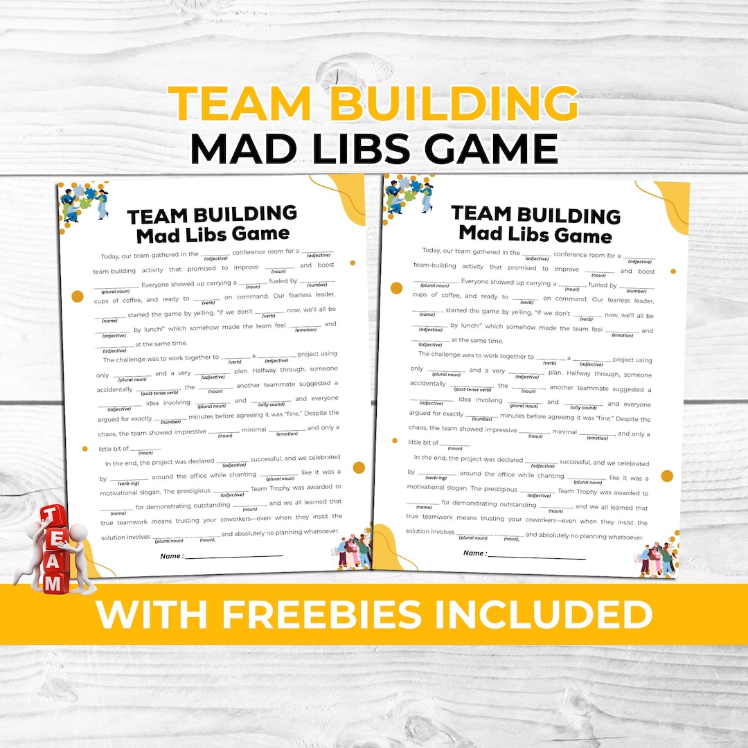 Team Building Mad Libs Game Printable for Offices & Groups Funny Fill ...