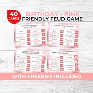 Birthday Girl Friendly Feud Game Pink Theme for Kids and Family ...