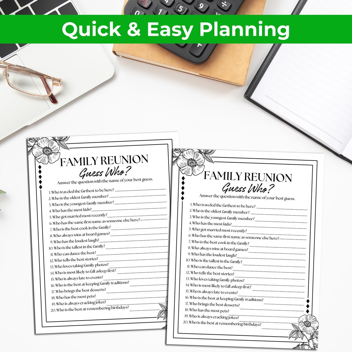 Family Reunion Guess Who Game Printable - Family Gathering Activity for ...
