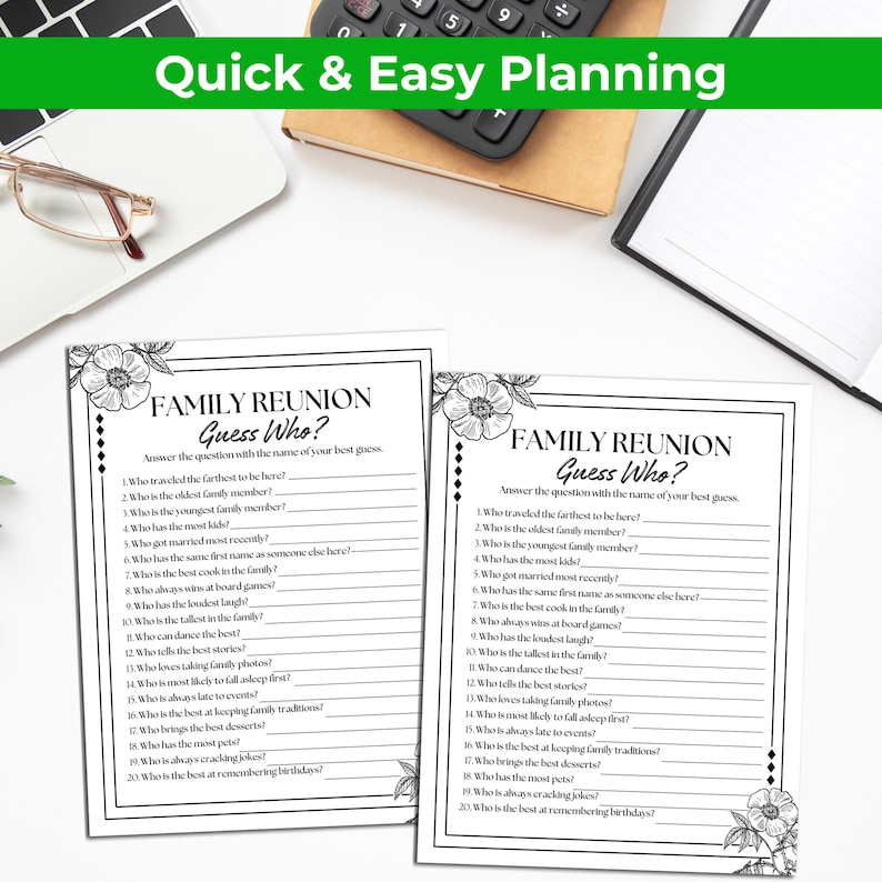 Family Reunion Guess Who Game Printable - Family Gathering Activity for ...