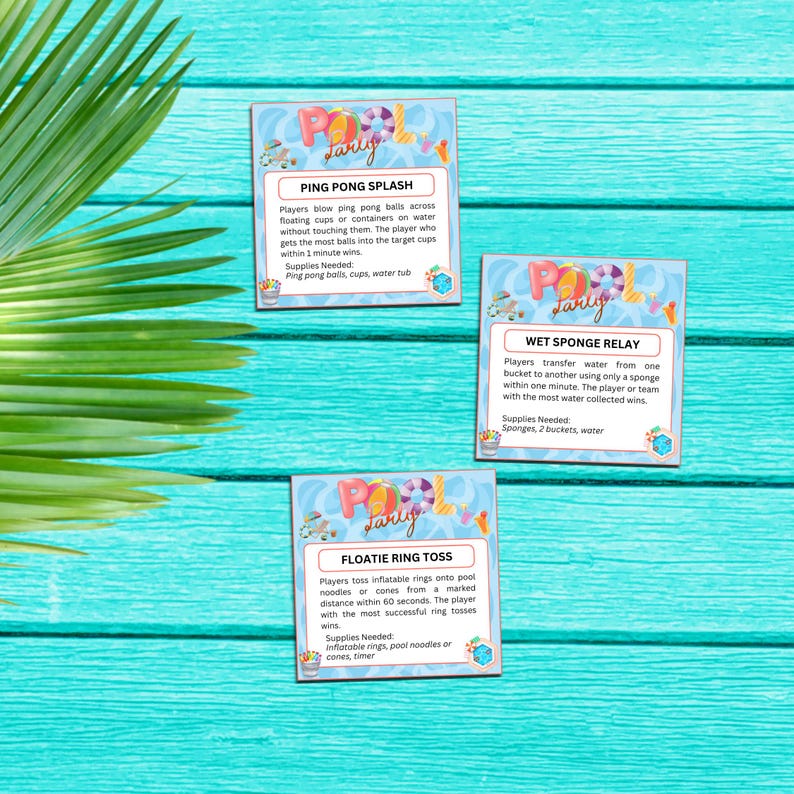 Pool Party Minute to Win It Games Printable for Teens Kids Adults ...