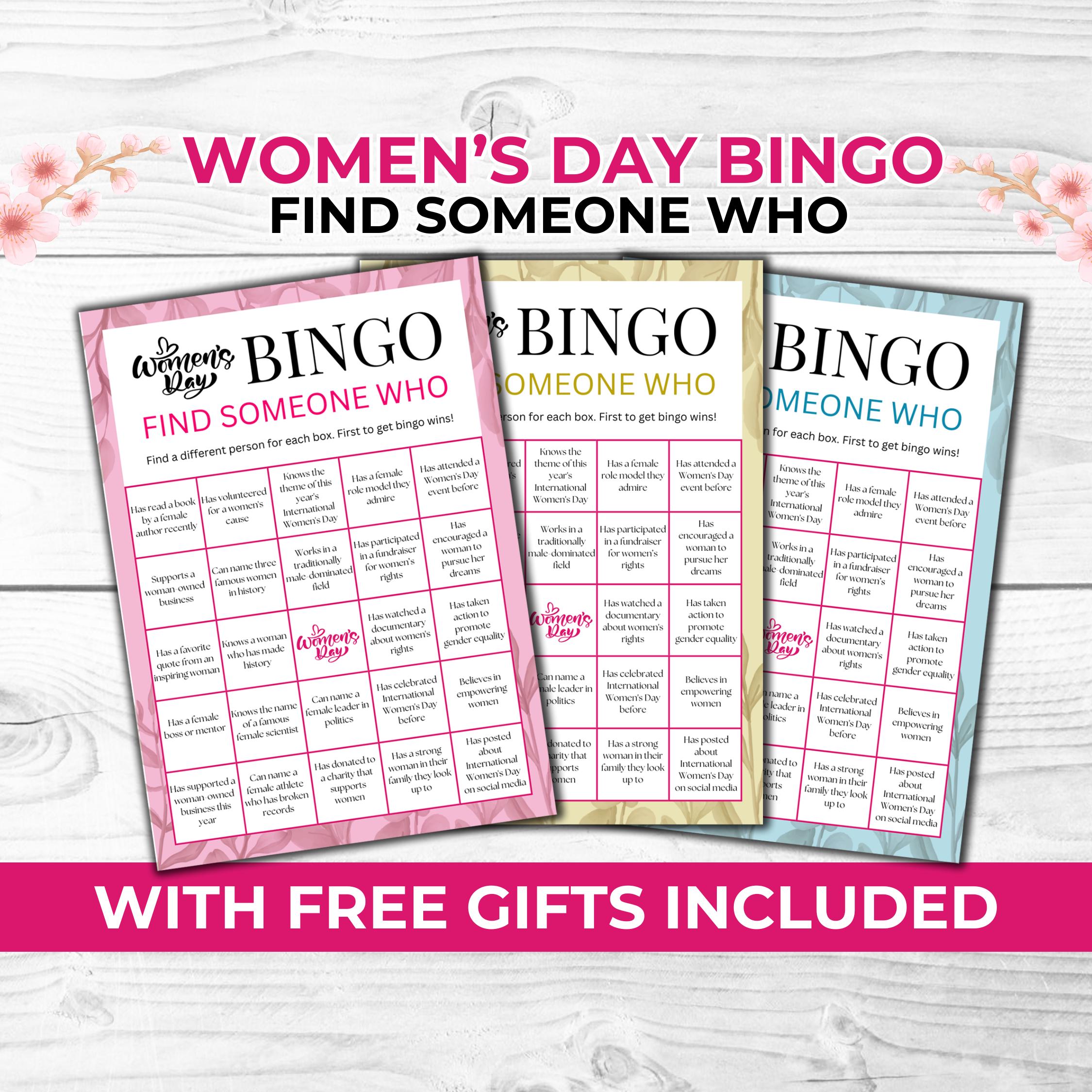 International Women's Day Bingo Game Find Someone Who – Fun ...
