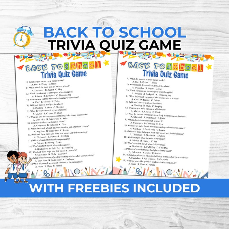 Back to School Trivia Game for Kids With Free Prayer Cards & Printable ...