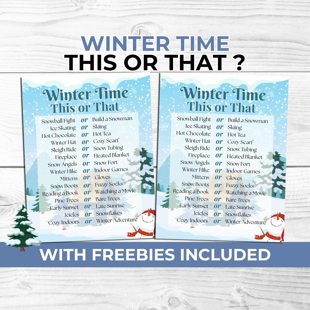 Winter This or That Game for Kids, Adults & Families – Fun Printable ...
