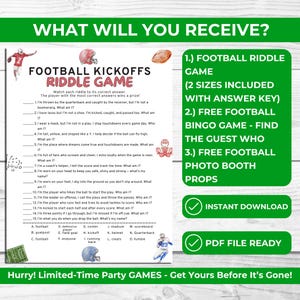 Football Riddle Game Printable for Kids, Teens & Adults | Fun Tailgate ...