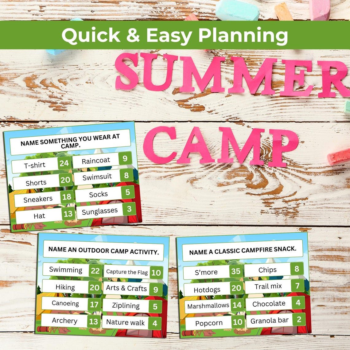 Camping Friendly Feud Game for Campers & Families – Printable Campfire ...