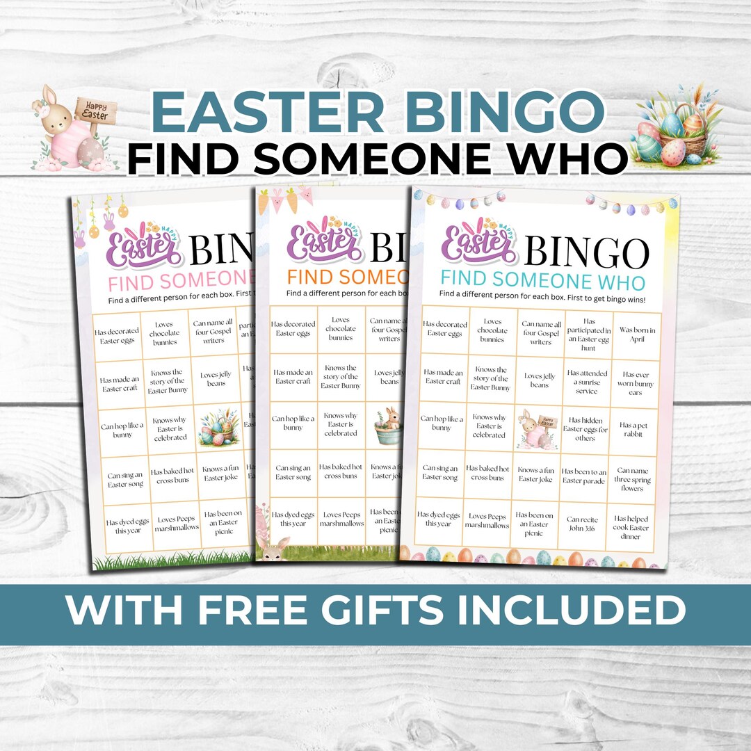 Easter Bingo Game Find Someone Who – Printable Easter Icebreaker for ...