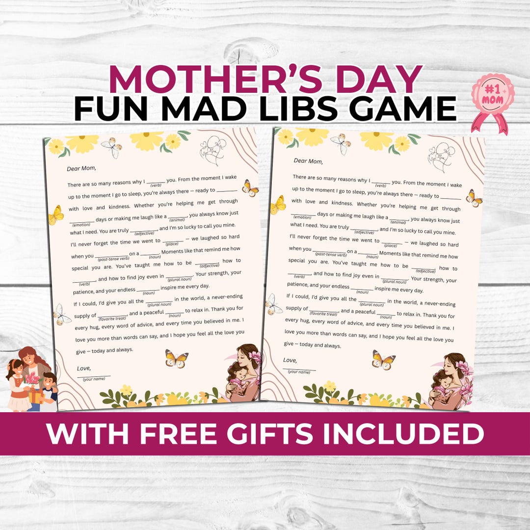 Mother’s Day Mad Libs Game for Kids & Adults + Free Unique Bingo Cards ...