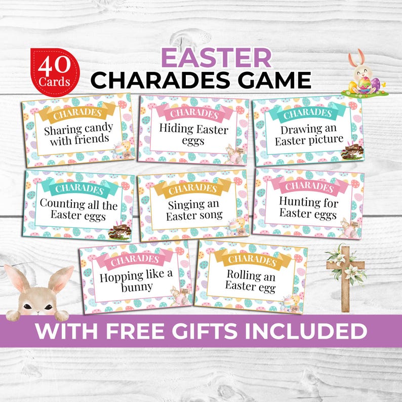 Printable Easter Charades Game for Kids & Adults | Fun Easter Party ...