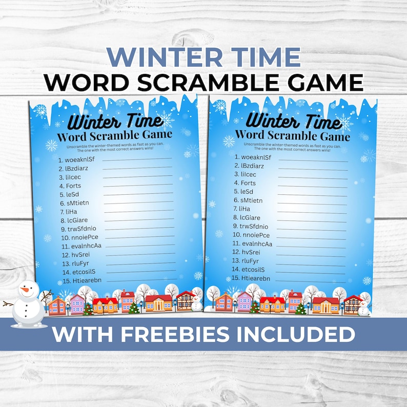 Winter Word Scramble Game Printable for Kids, Adults, Families ...